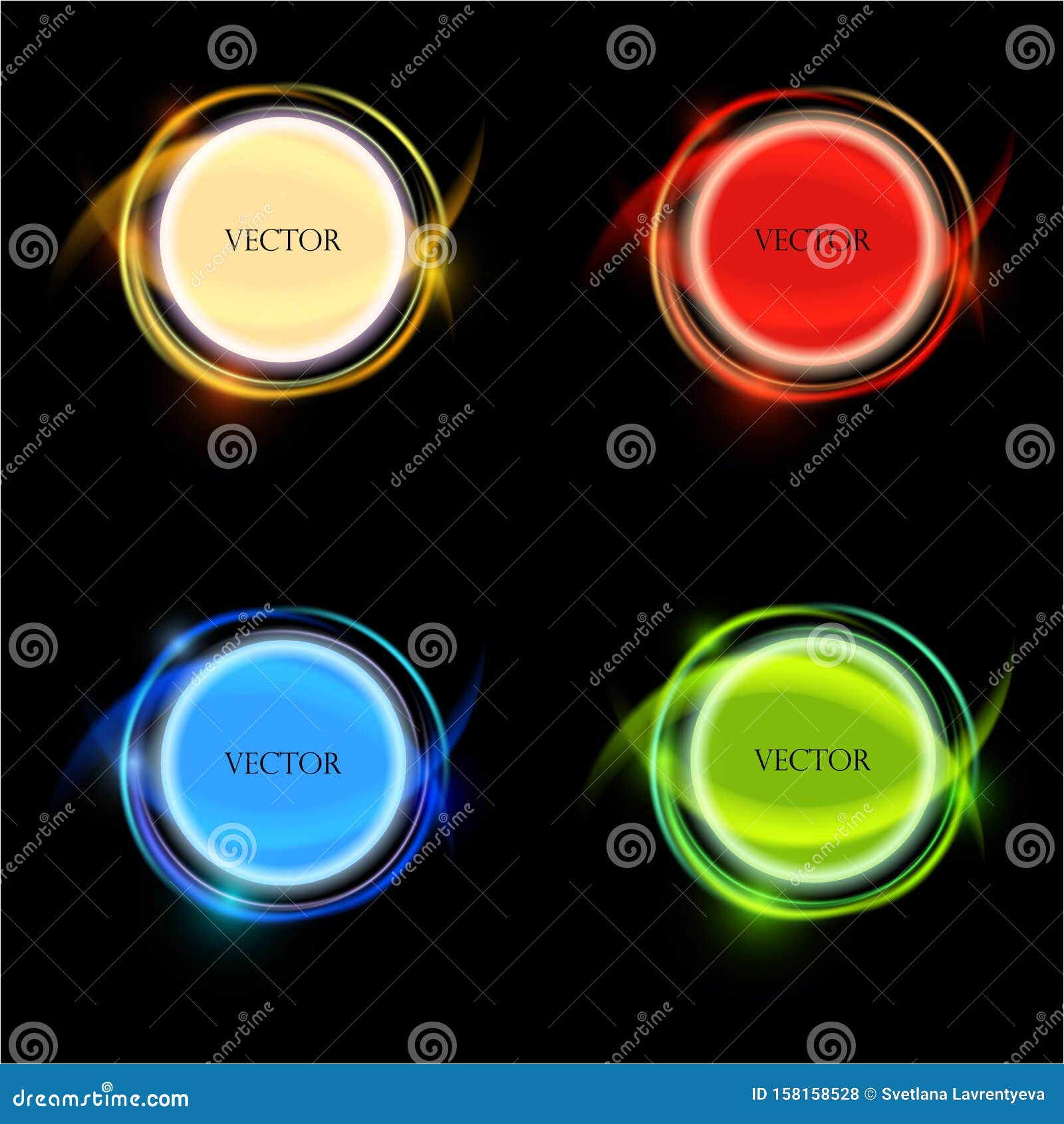 Vector Button, Light Effect. Round Banners and Buttons Stock Vector ...