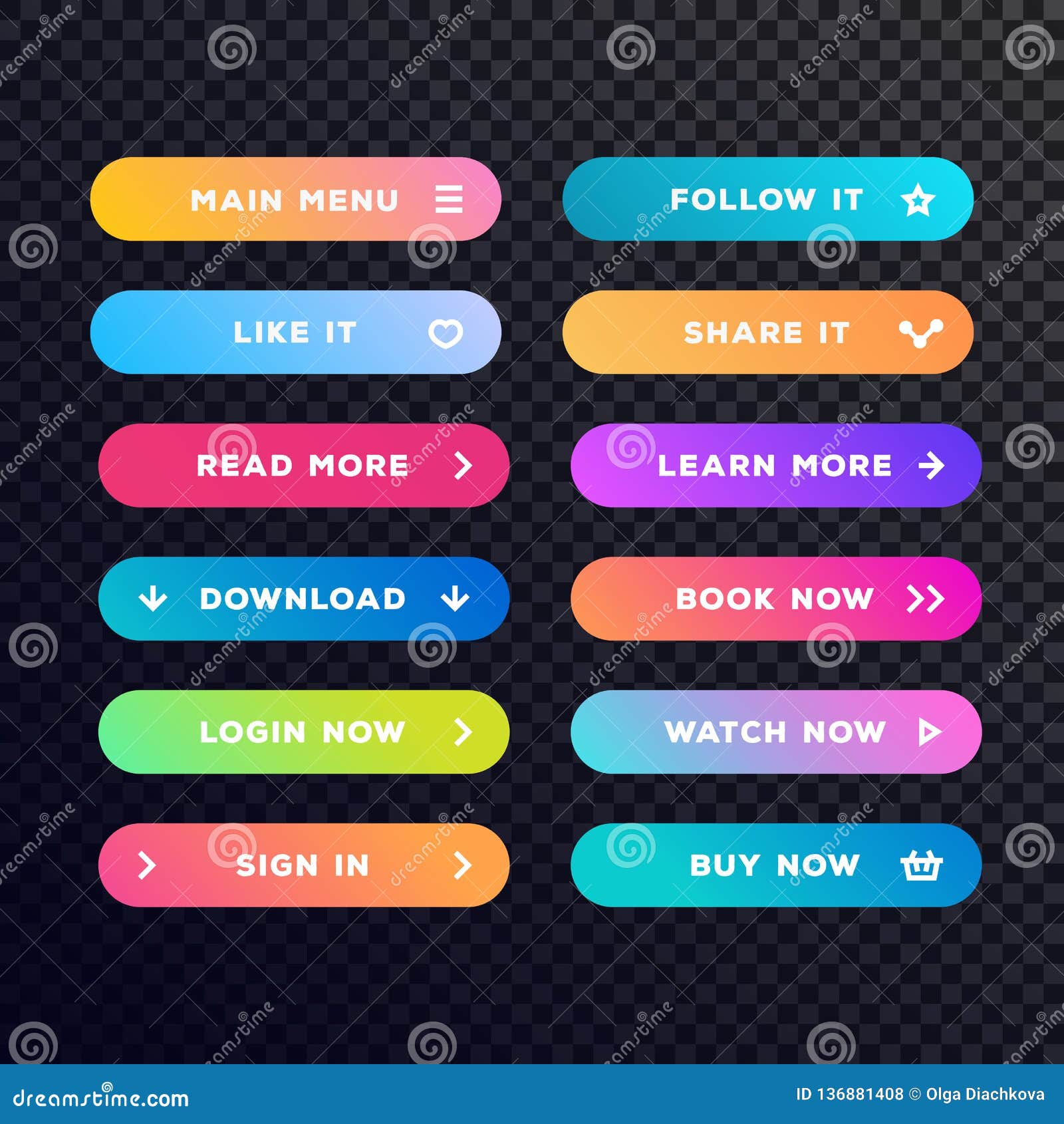Vector Button Set Modern Trendy Gradient Style Stock Vector ... Vector Button Set Modern Trendy Gradient Style Stock Vector ...