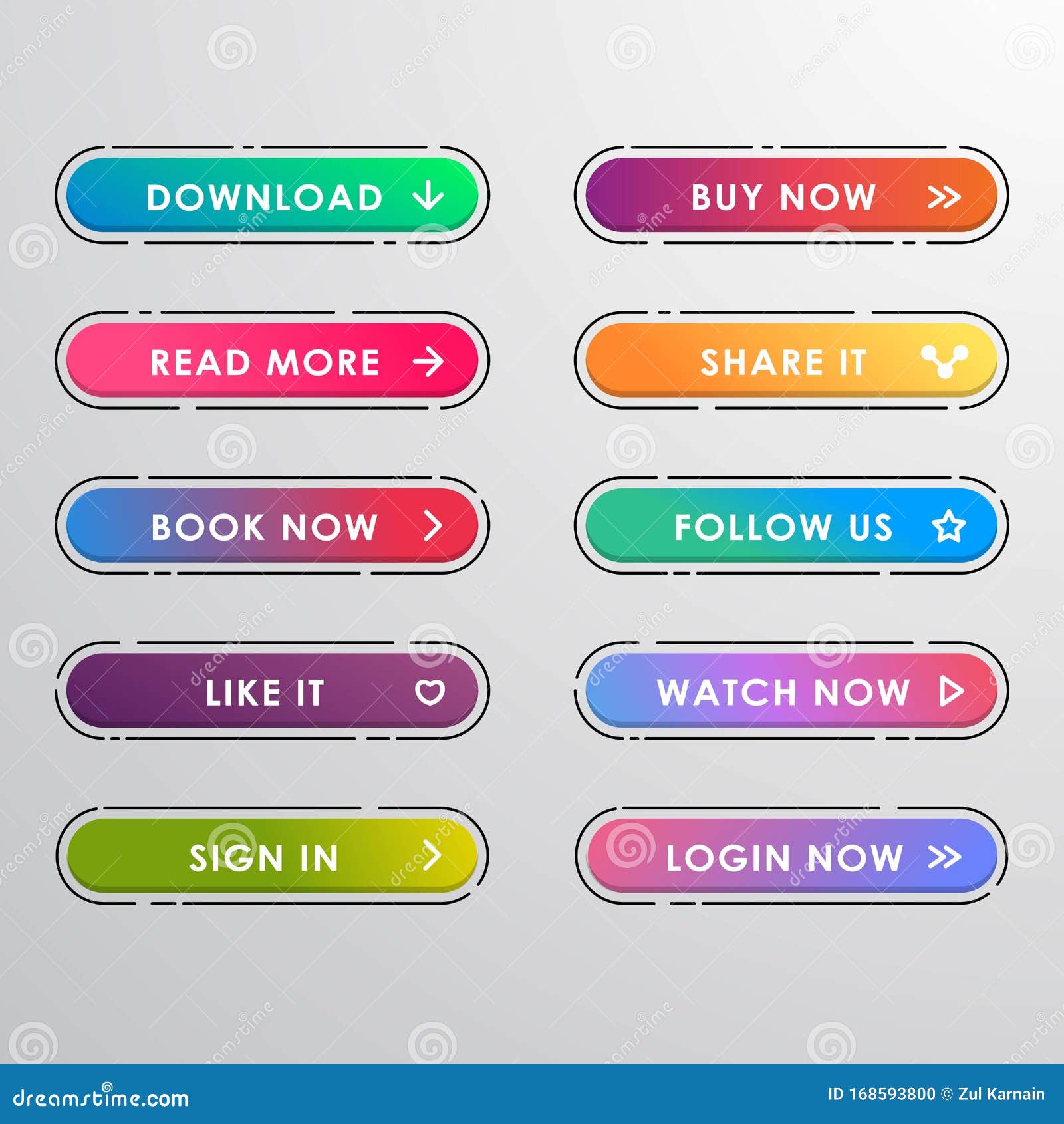 Vector Button Set Modern Trendy Gradient Style for Web Site Stock ...