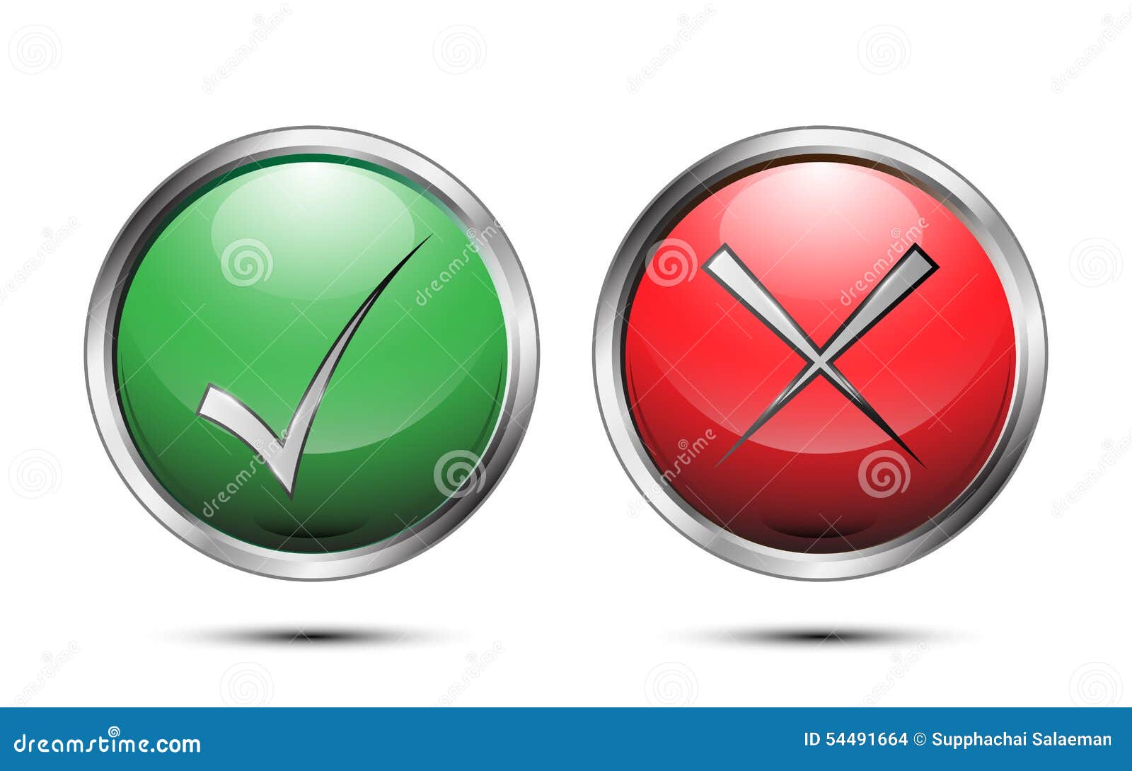 Vector Button Sign Check Correct And Incorrect On White Background ...