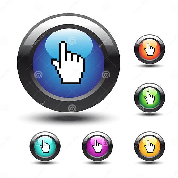 Vector Buttons with Cursor of Hand Stock Vector - Illustration of ...