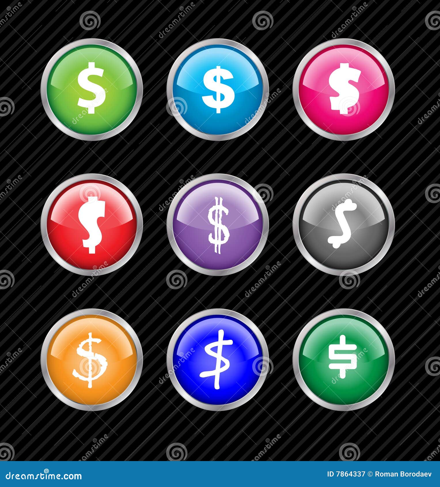 Vector Buttons with Different Variations of Dollar Stock Vector ...