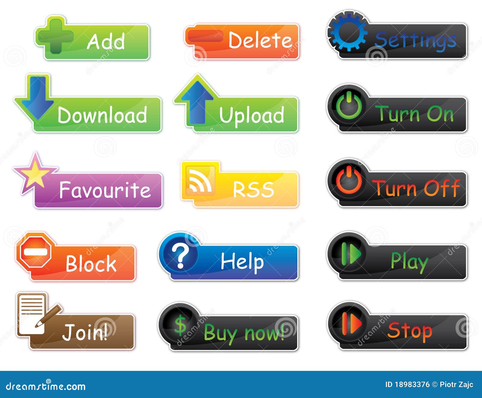 Vector Buttons and Icons Pack for Website Stock Vector - Illustration ...