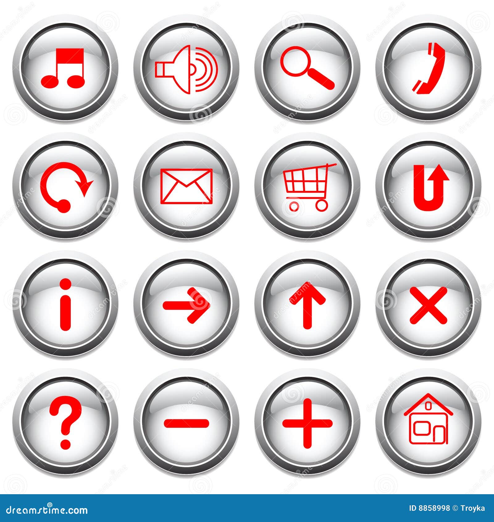 Vector Buttons with Red Symbols. Stock Vector - Illustration of keypad ...