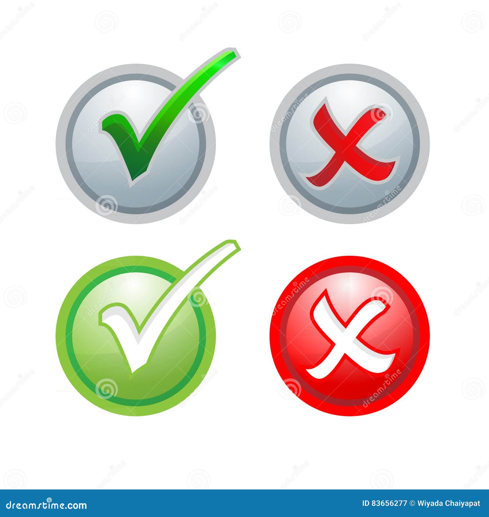 Vector Buttons Sign Check Correct and Incorrect Stock Illustration ...