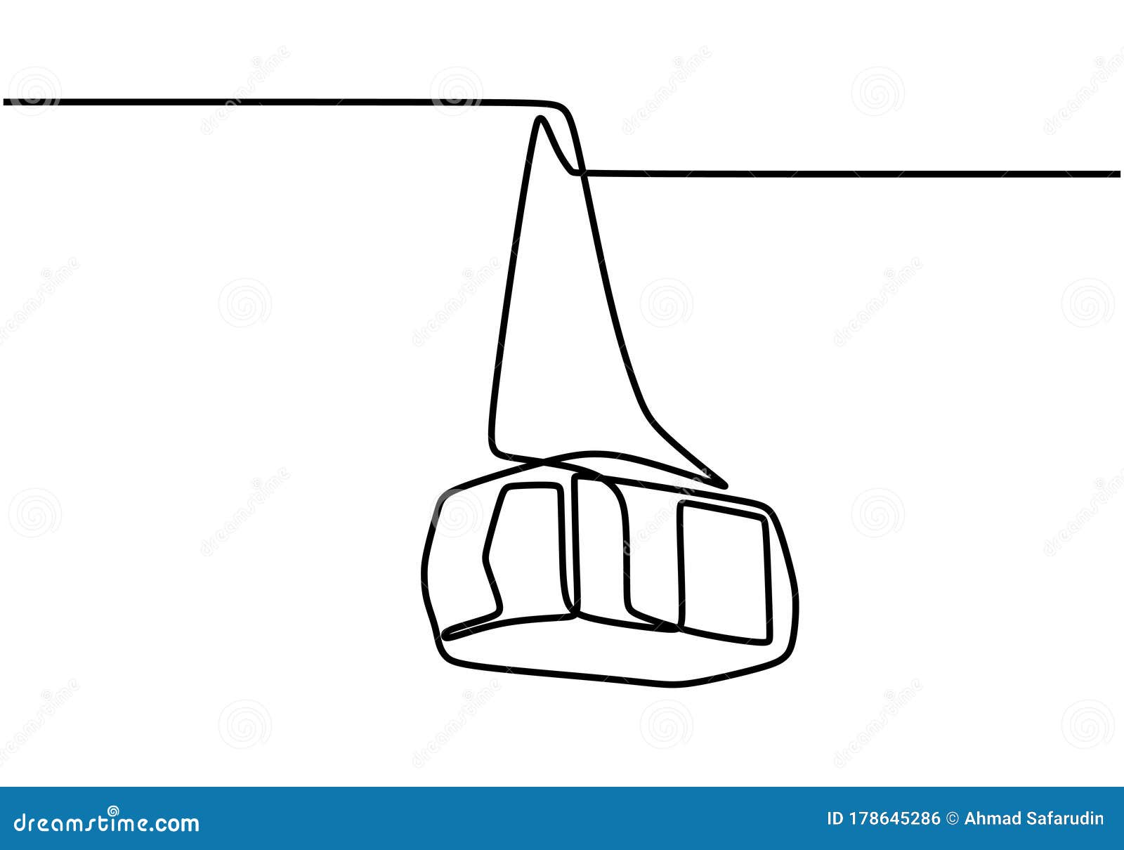 Vector Cable Car. Continuous One Line Drawing, Transportation To the ...