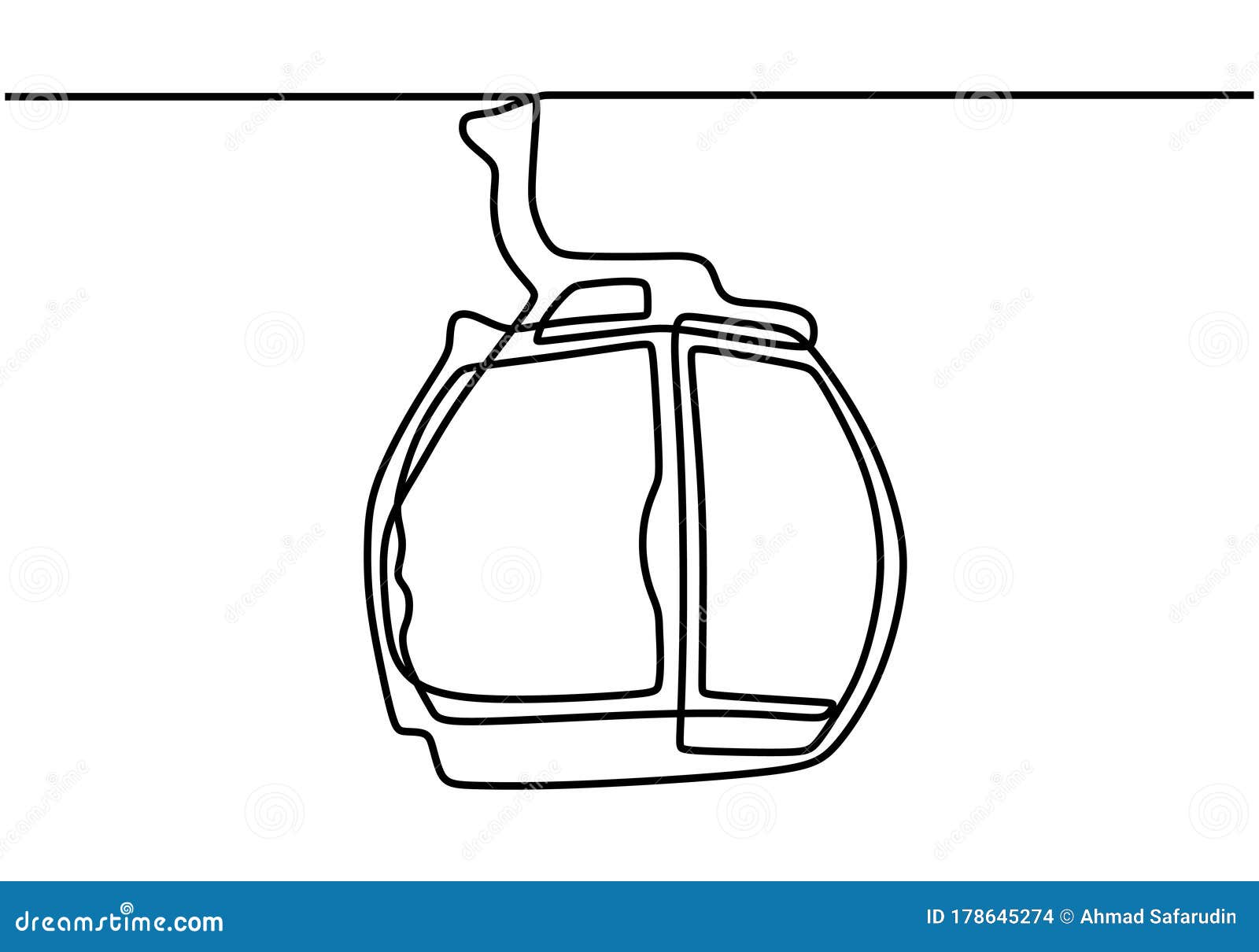 Vector Cable Car. Continuous One Line Drawing, Transportation To The ...