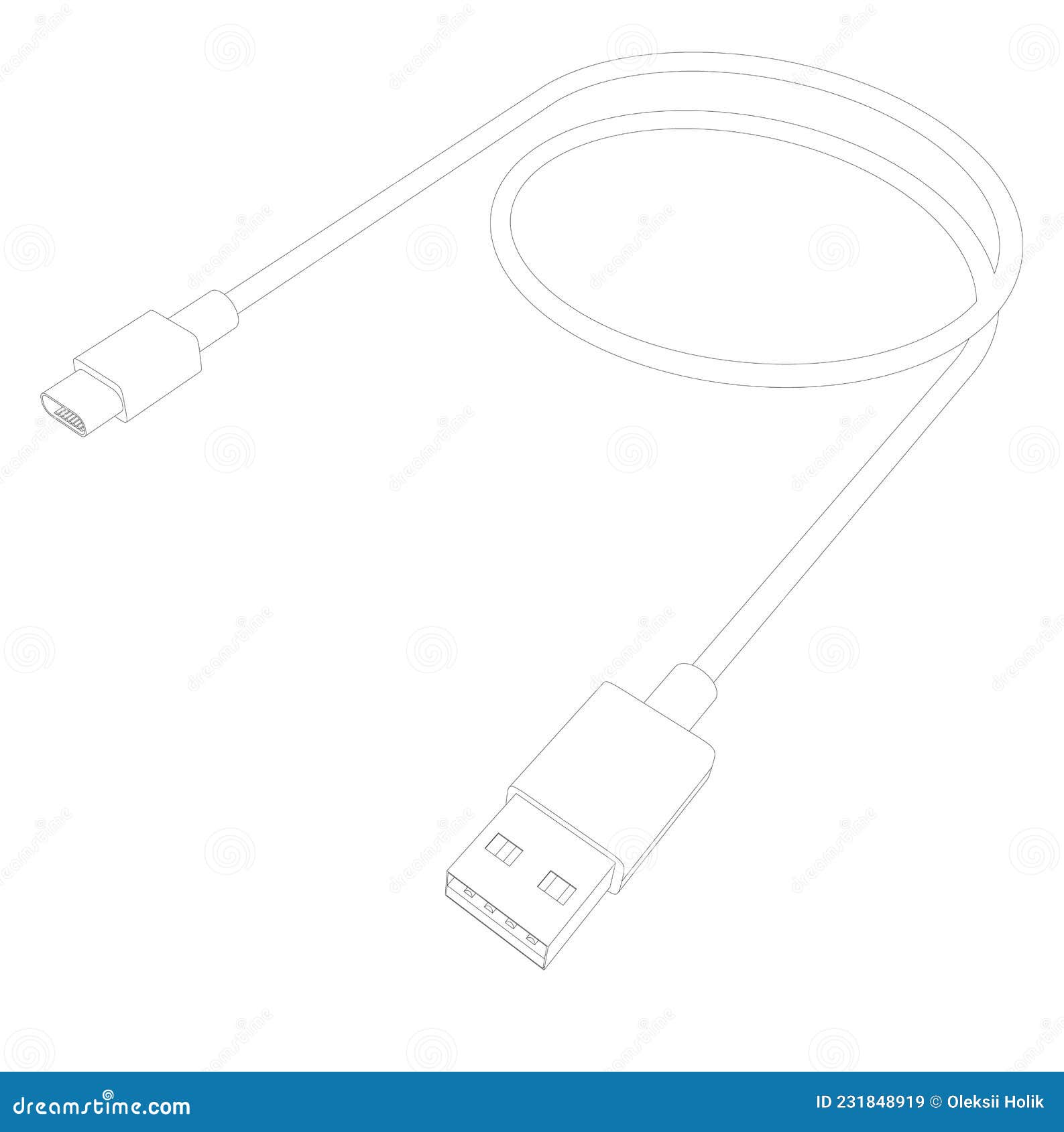 Vector Cable for Phone Charger - Usb To Type C Stock Vector ...