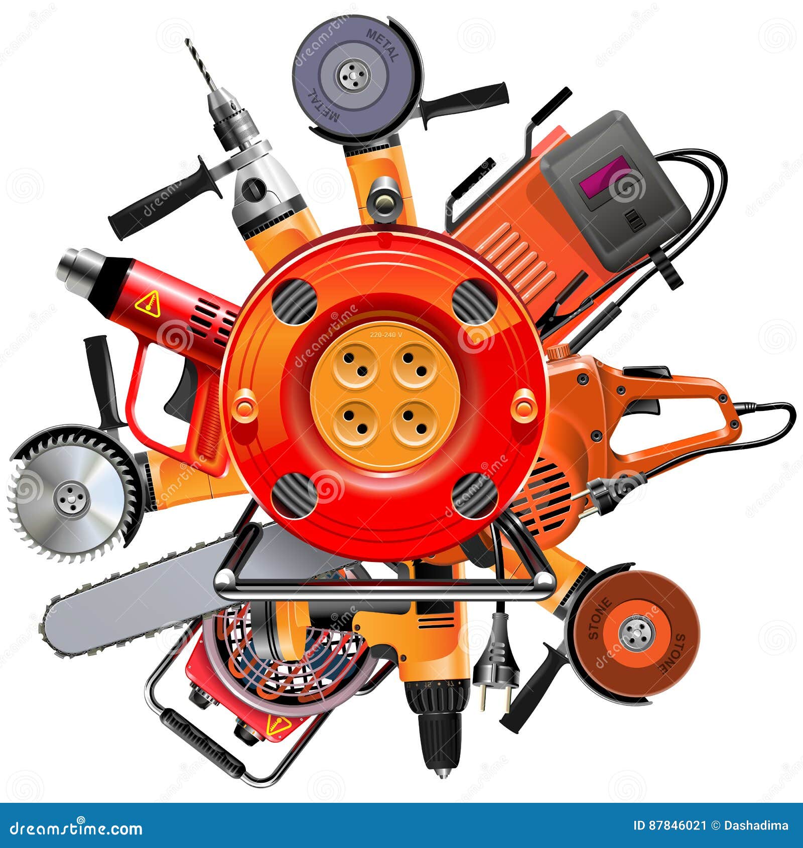 Vector Cable Reel with Power Tools Stock Vector - Illustration of icon ...