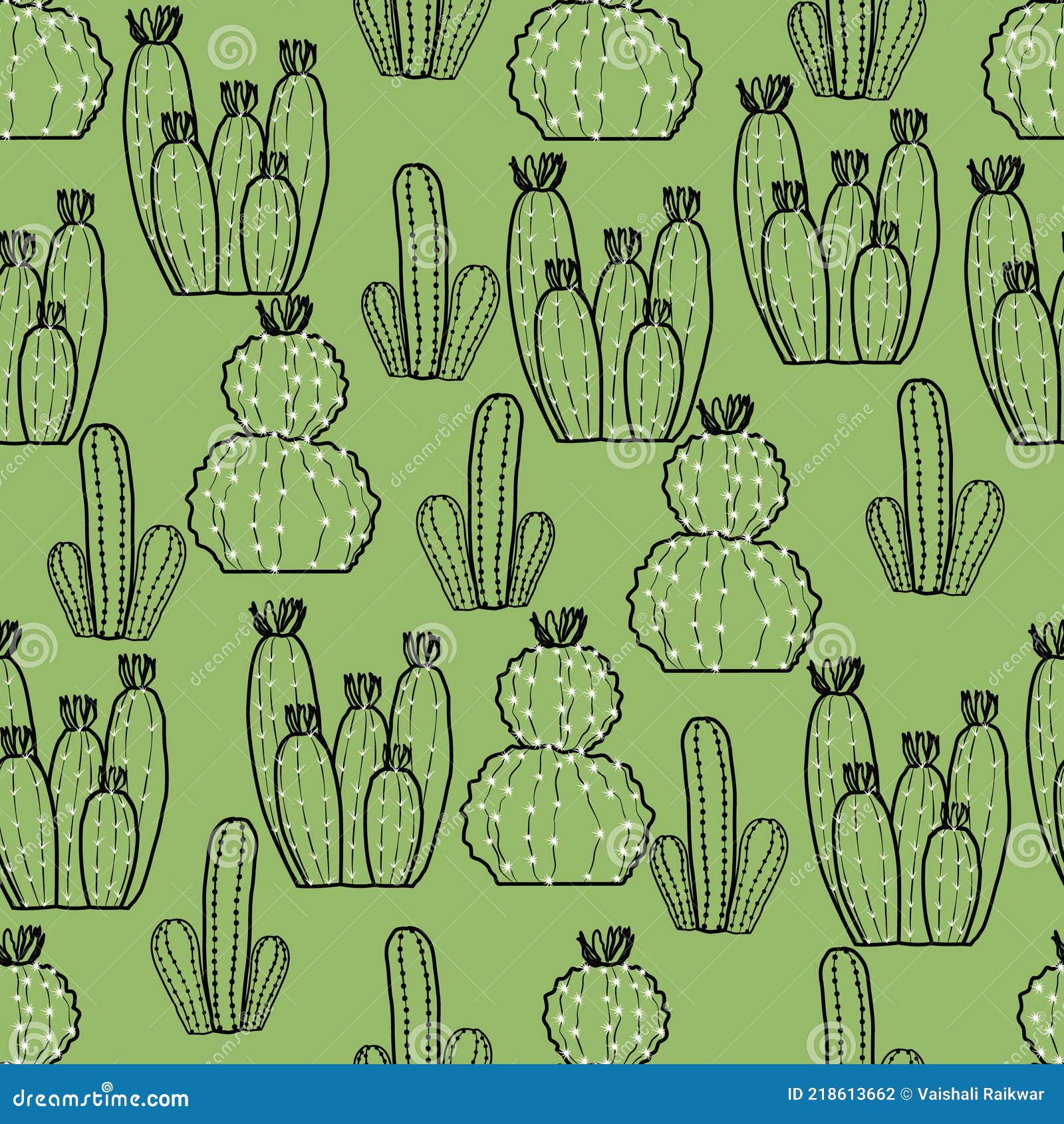 Vector Cactus Plants Texture Seamless Pattern | CartoonDealer.com ...