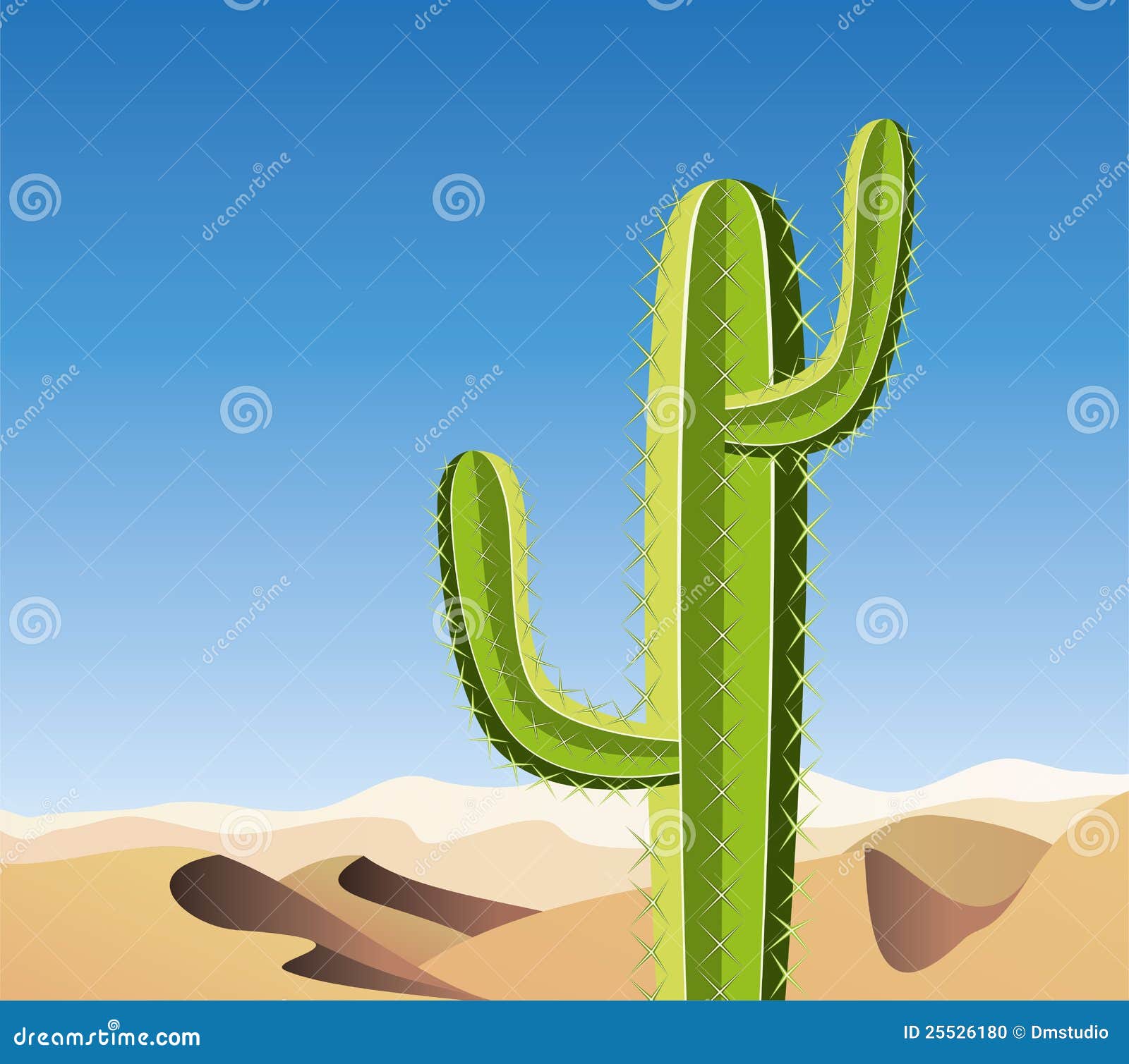 Vector Cactus in Sandy Desert Stock Vector - Illustration of color ...
