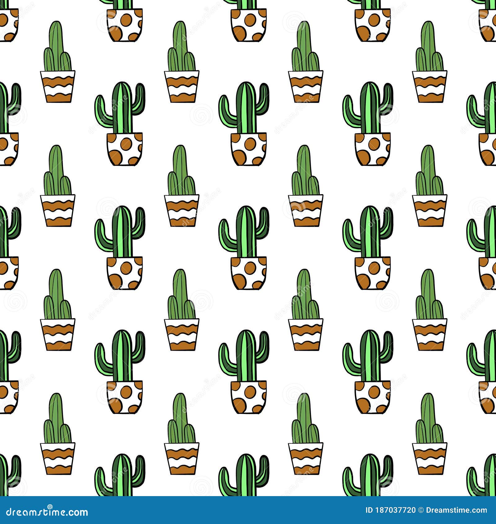 Vector cactuses pattern stock vector. Illustration of mexican - 187037720