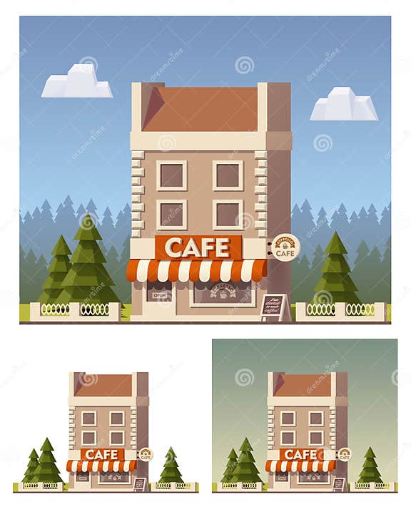 Vector cafe building stock vector. Illustration of flat - 61693910