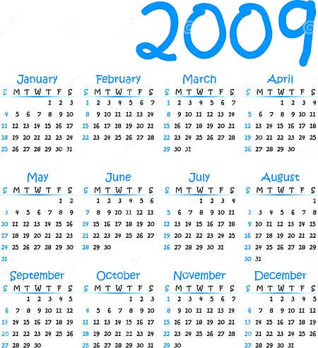 Vector calendar 2009 stock vector. Illustration of agenda - 6759005
