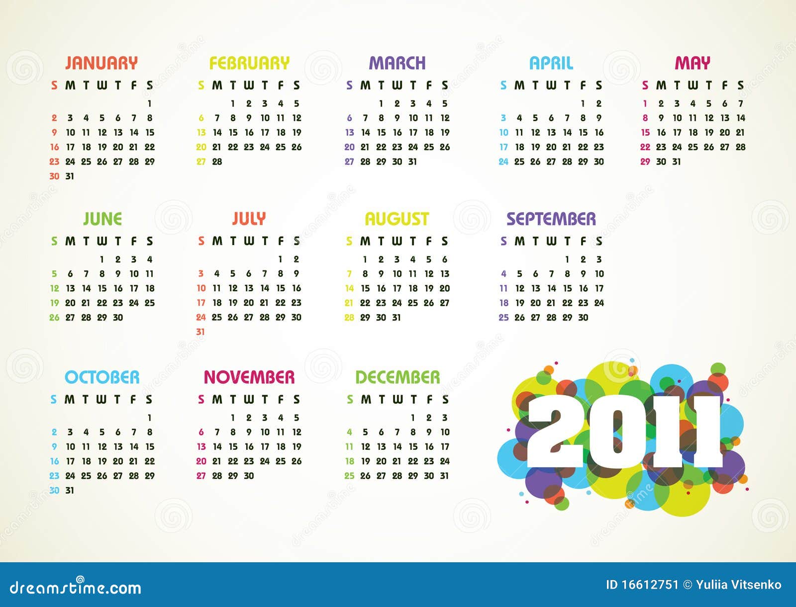 Vector Calendar for 2011 Year Stock Vector - Illustration of icon ...