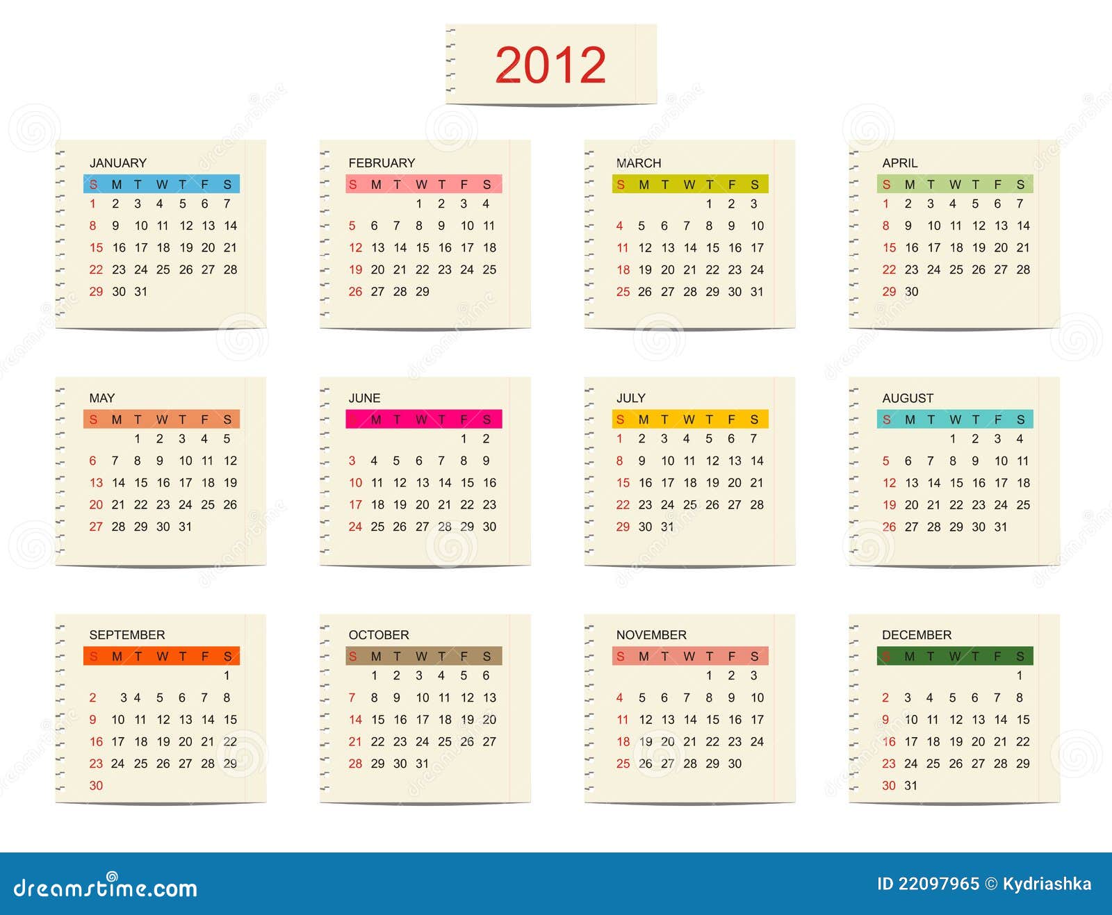 Calendar 2012-1215 Year Cartoon Vector | CartoonDealer.com #22038939