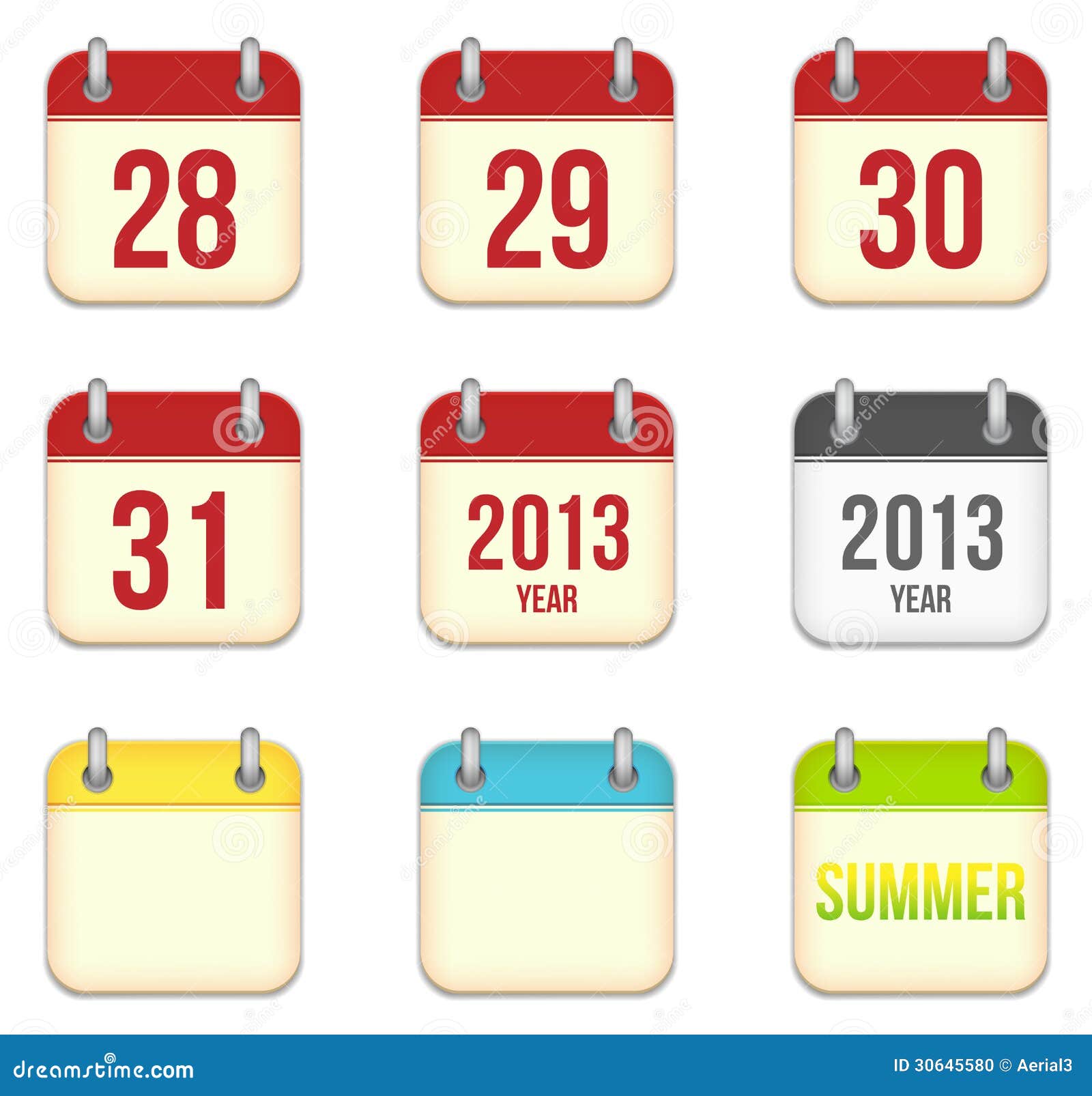 Vector Calendar App Icons. 28 To 31 Days and Blank Stock Vector ...