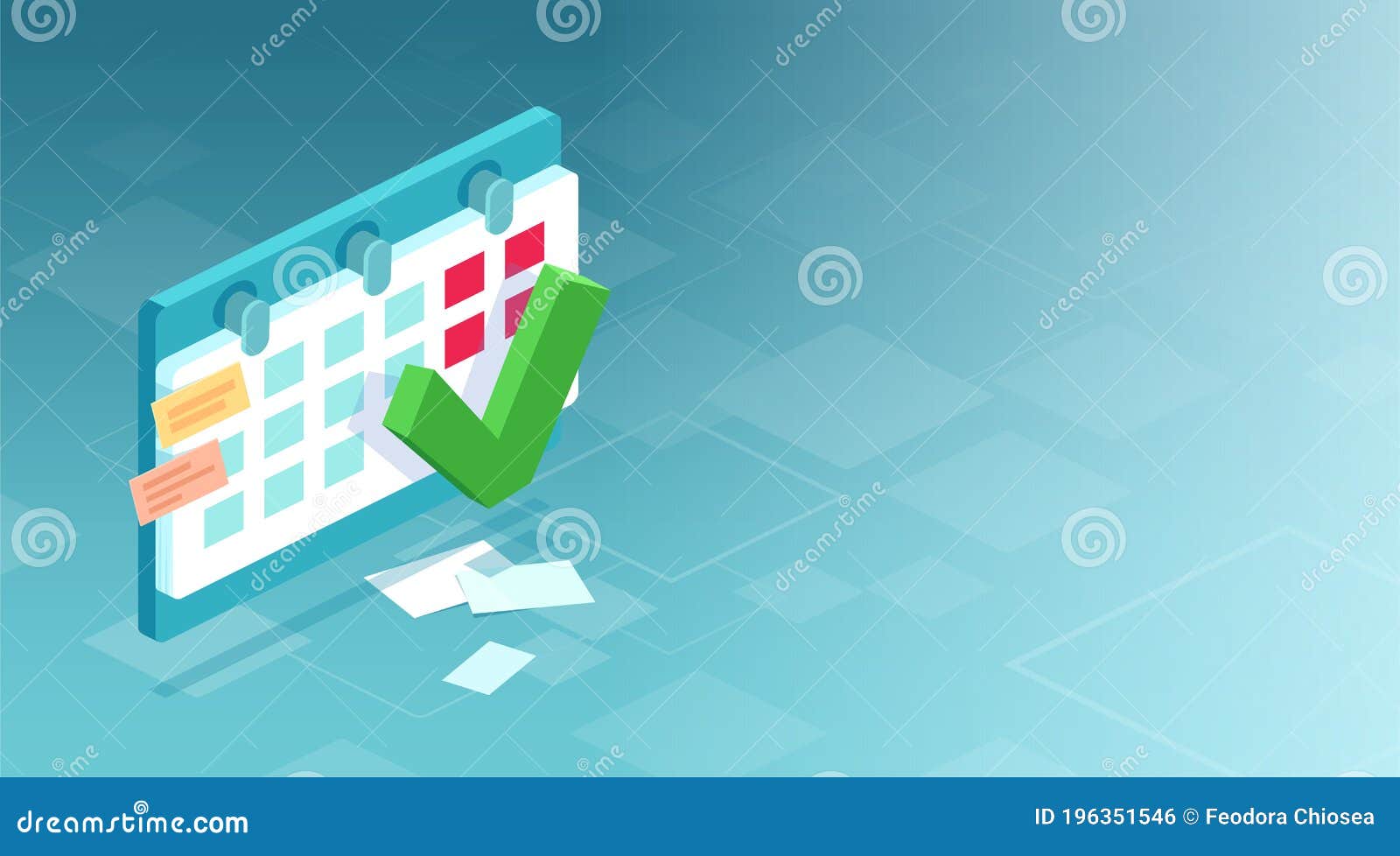 Vector of a Calendar with Green Mark Stock Vector - Illustration of ...