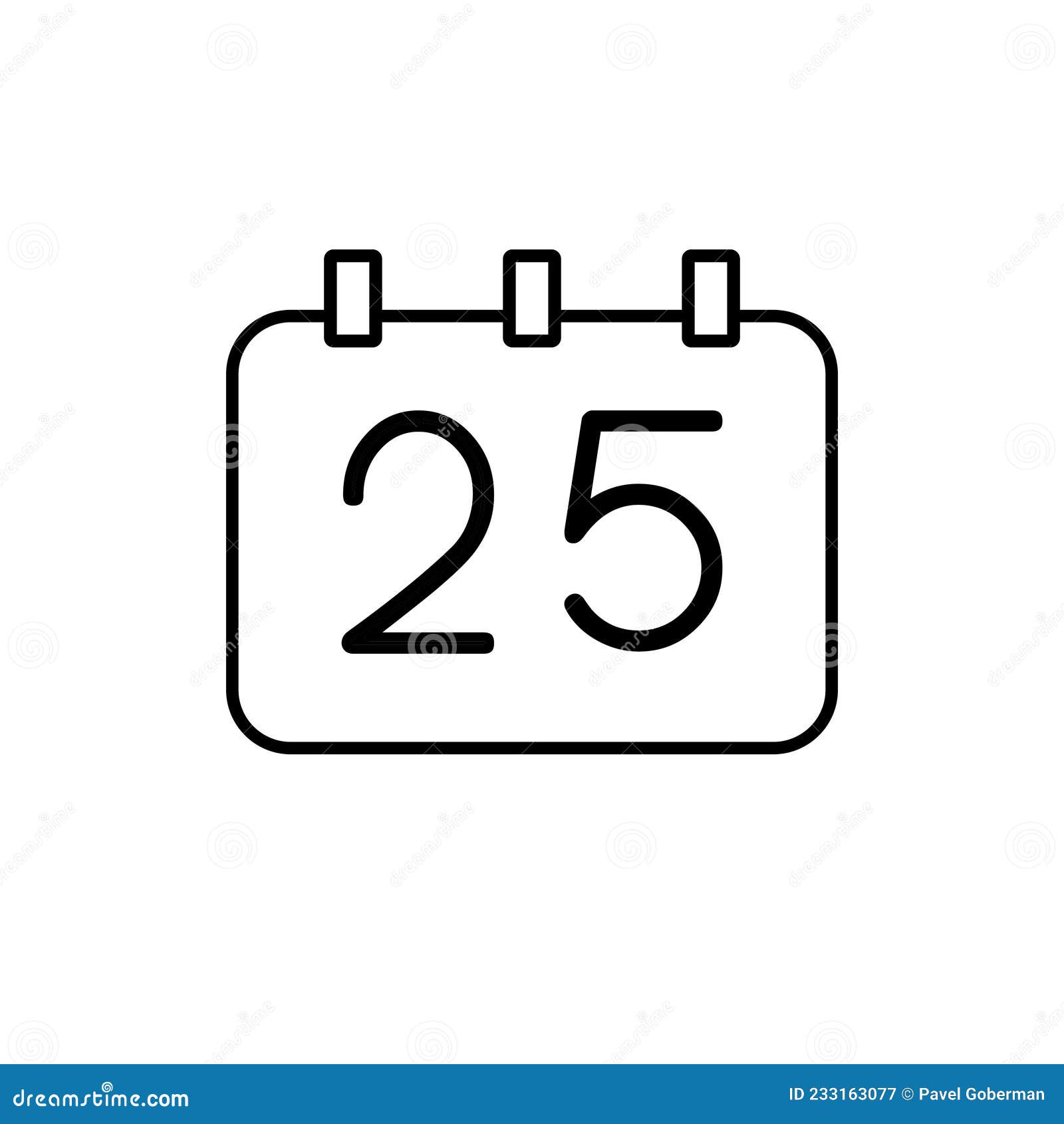 Vector Calendar Icon December 25 Isolated. Linear Date Icon Stock ...