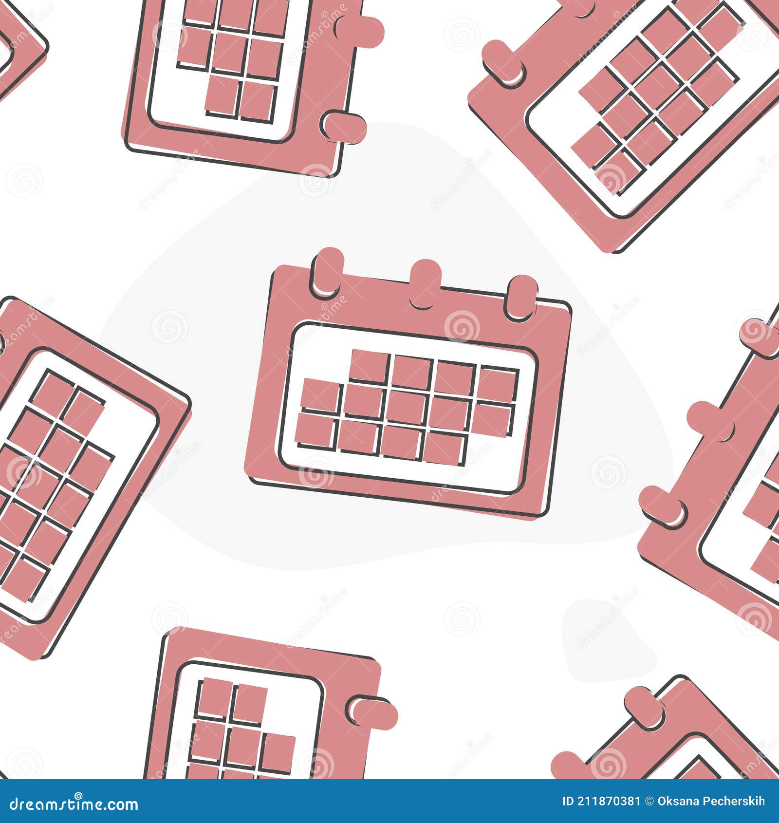 Vector Calendar Icon in Flat Style Cartoon Style on Seamless Pattern on ...