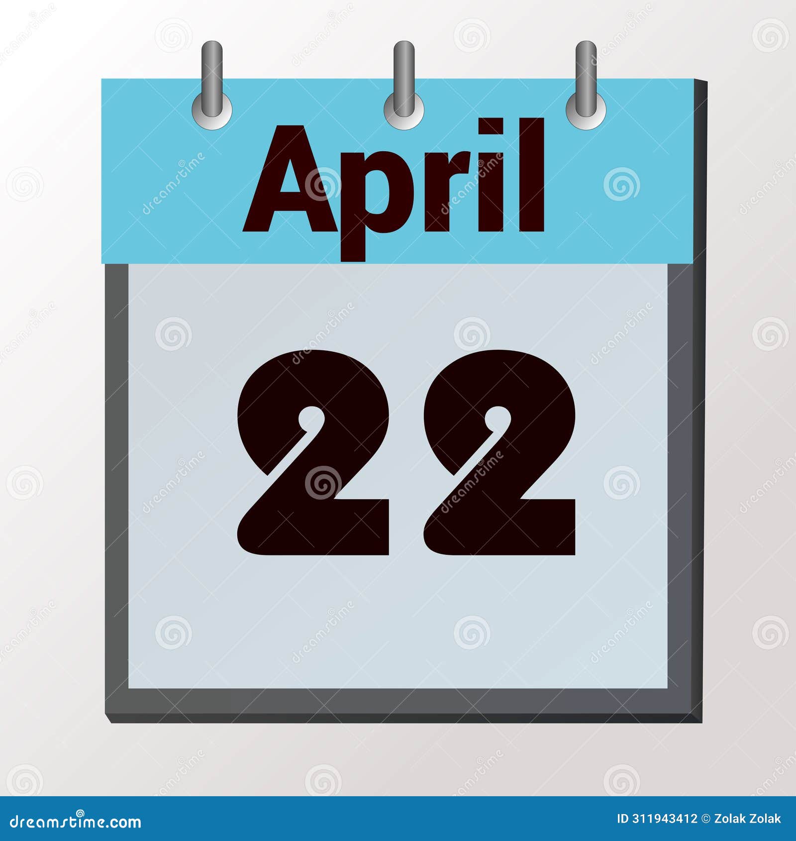 Vector Calendar Page with Date April 22, Light Colors Stock Vector ...