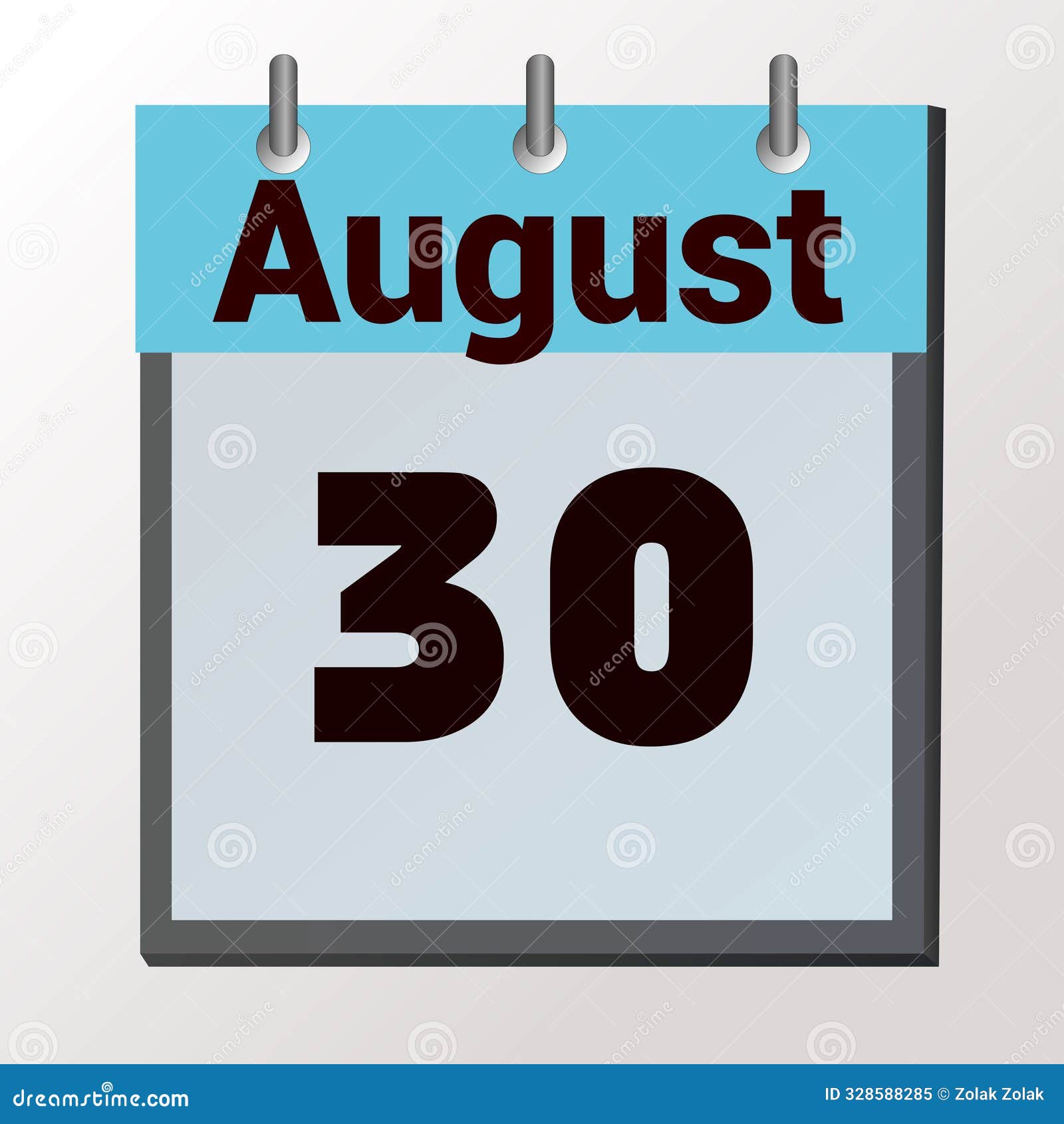 Vector Calendar Page with Date August 30, Light Colors Stock Vector ...