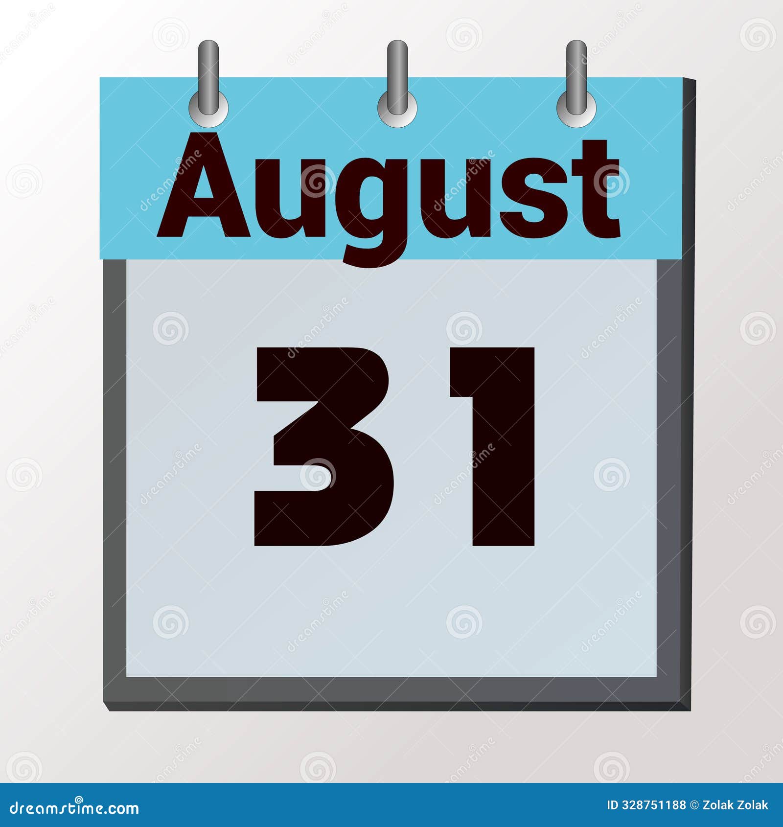 Vector Calendar Page with Date August 31, Light Colors Stock Vector ...