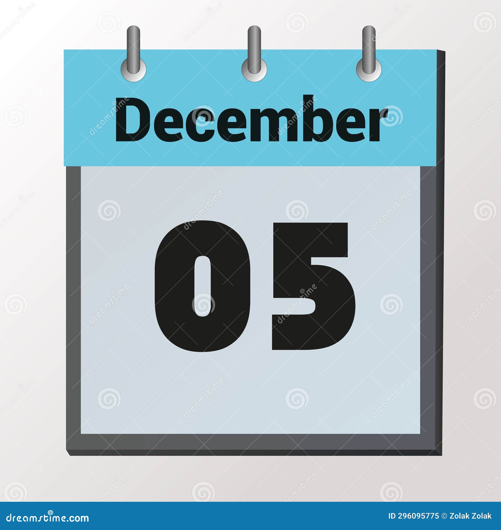 Vector Calendar Page with Date December 5, Light Colors Stock Vector ...