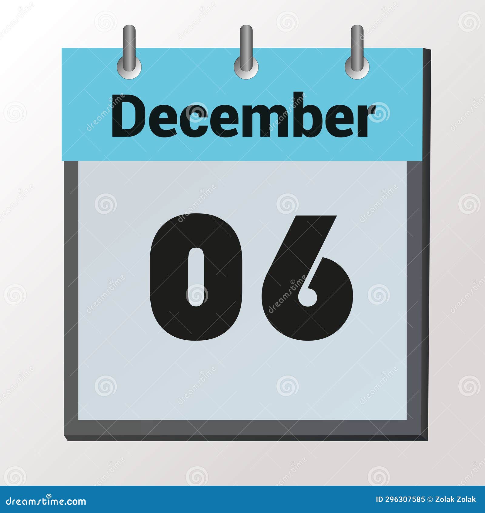 Vector Calendar Page with Date December 6, Light Colors Stock Vector ...