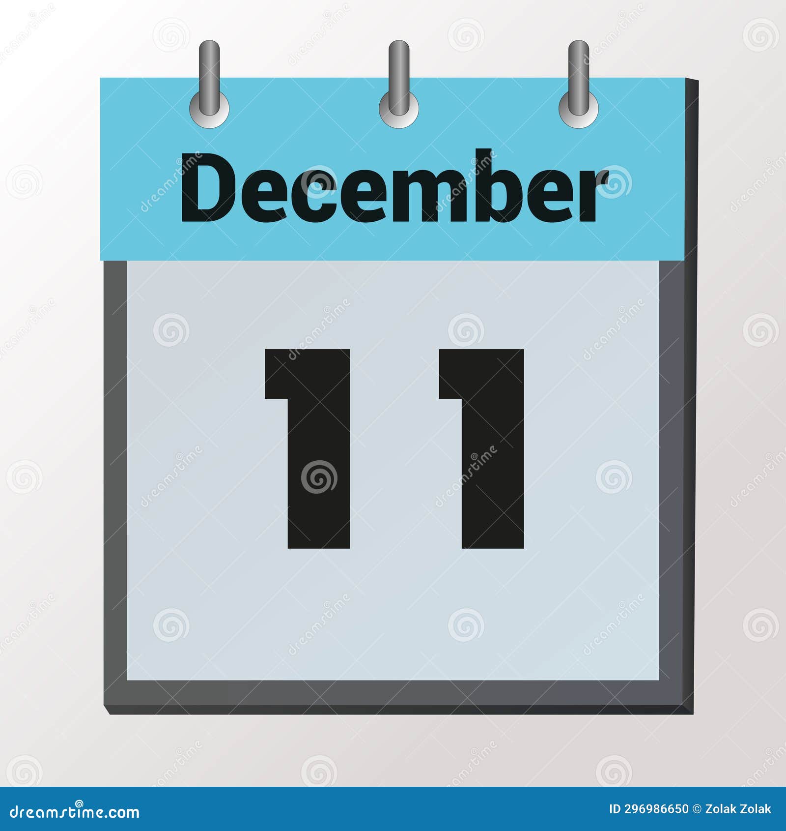 Vector Calendar Page with Date December 11, Light Colors Stock ...