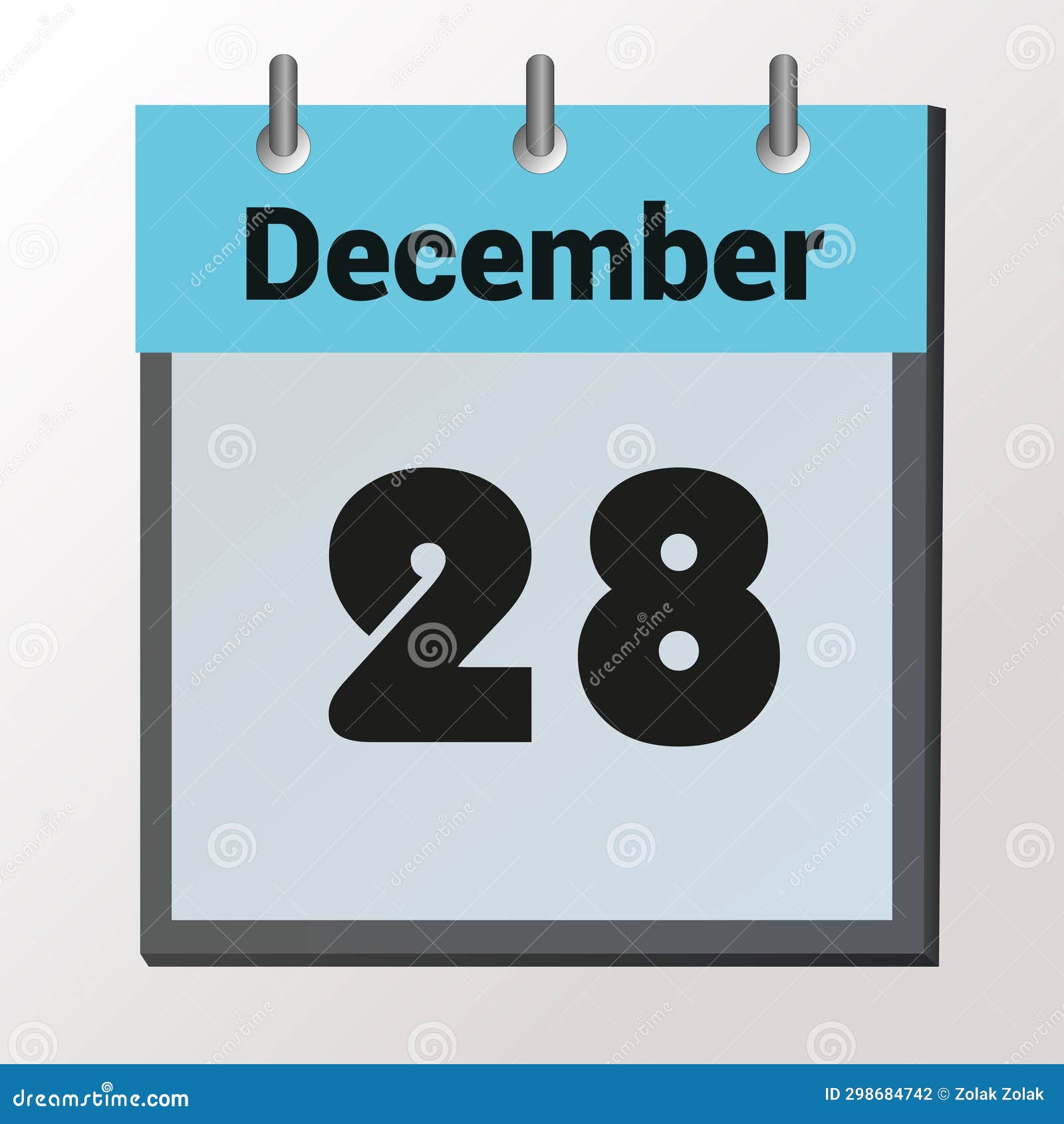 Vector Calendar Page with Date December 28, Light Colors Stock Vector ...
