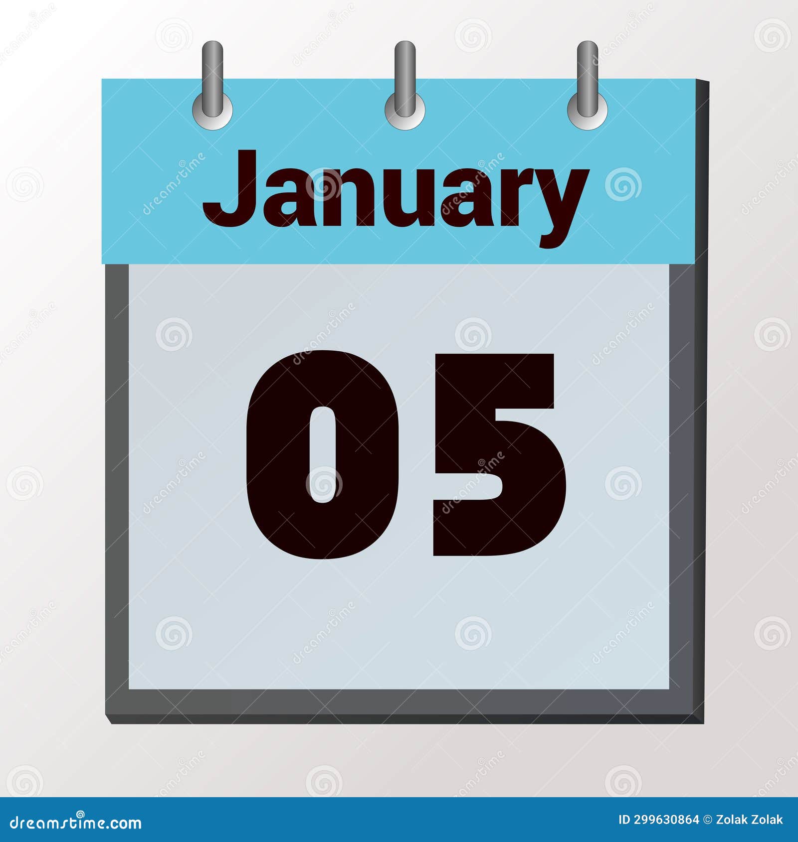 Vector Calendar Page with Date January 5, Light Colors Stock Vector ...