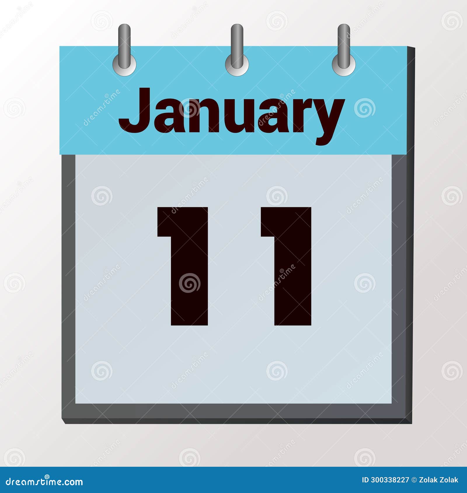 Vector Calendar Page with Date January 11, Light Colors Stock Vector ...