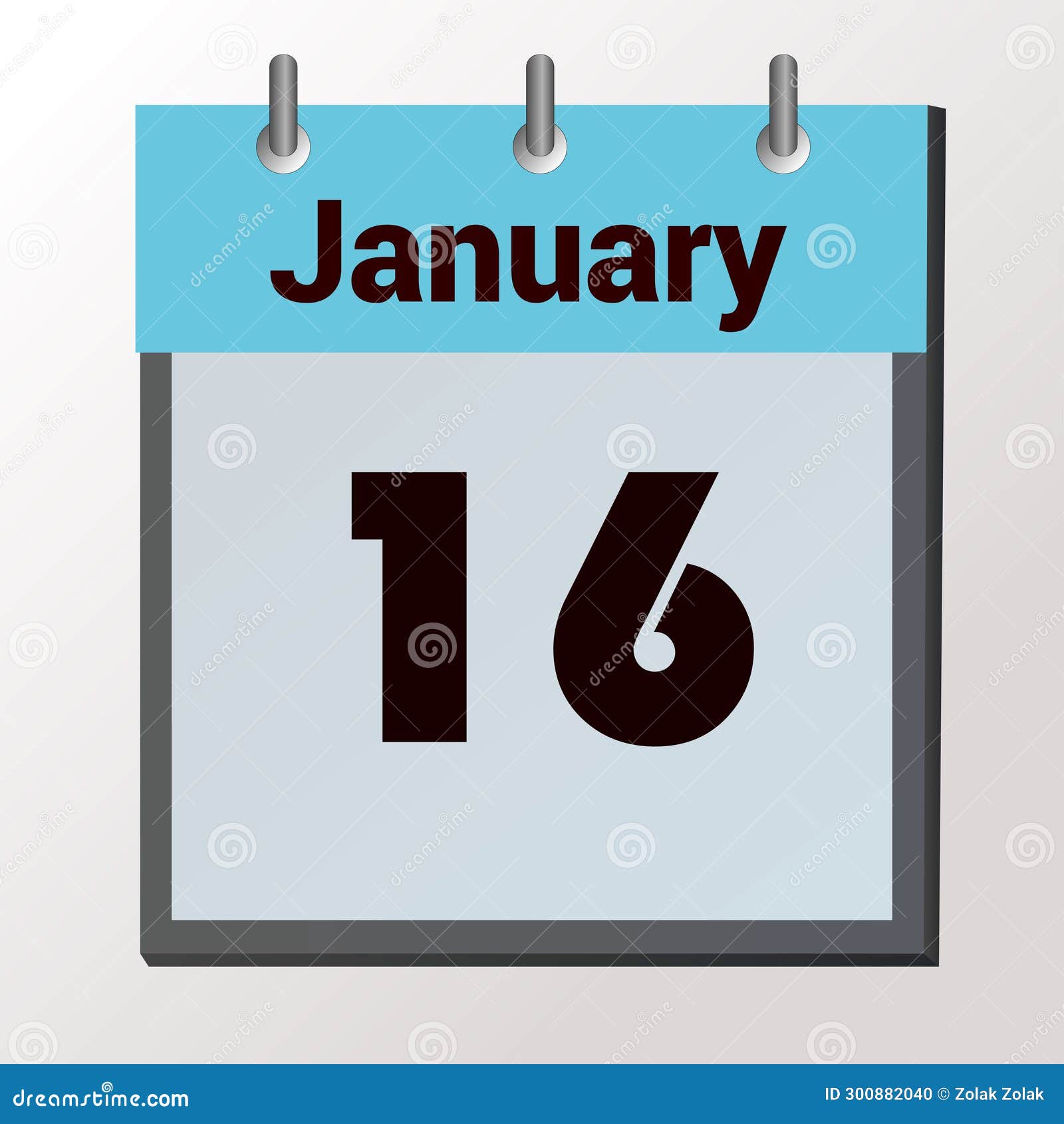 Vector Calendar Page with Date January 16, Light Colors Stock ...