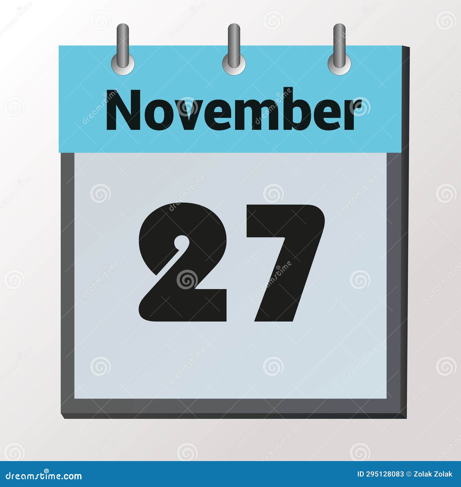 Vector Calendar Page with Date November 27, Light Colors Stock ...