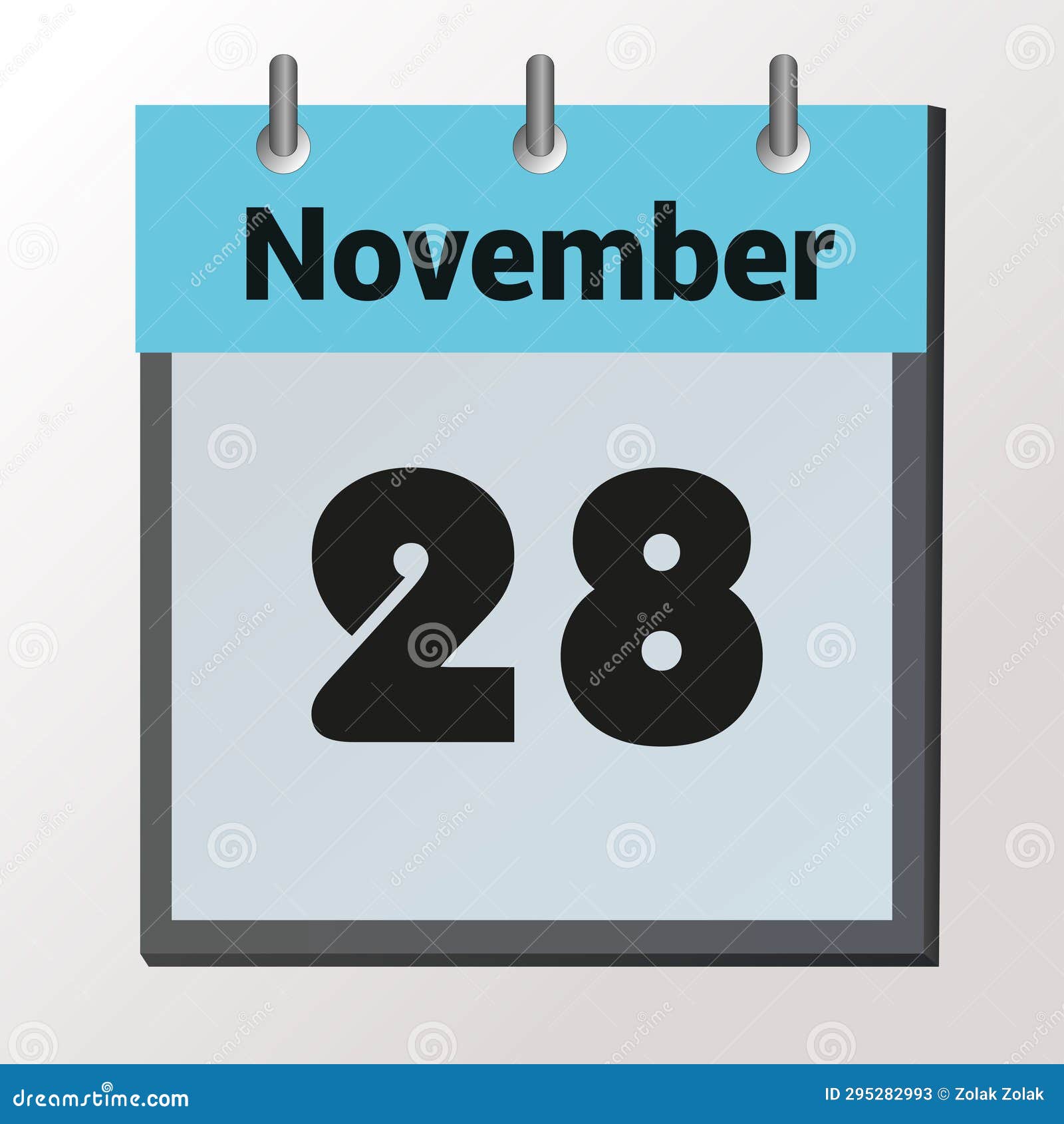 Vector Calendar Page with Date November 28, Light Colors Stock ...