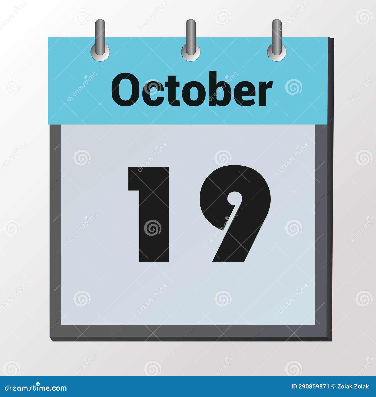 Vector Calendar Page with Date October 19, Light Colors Stock Vector ...