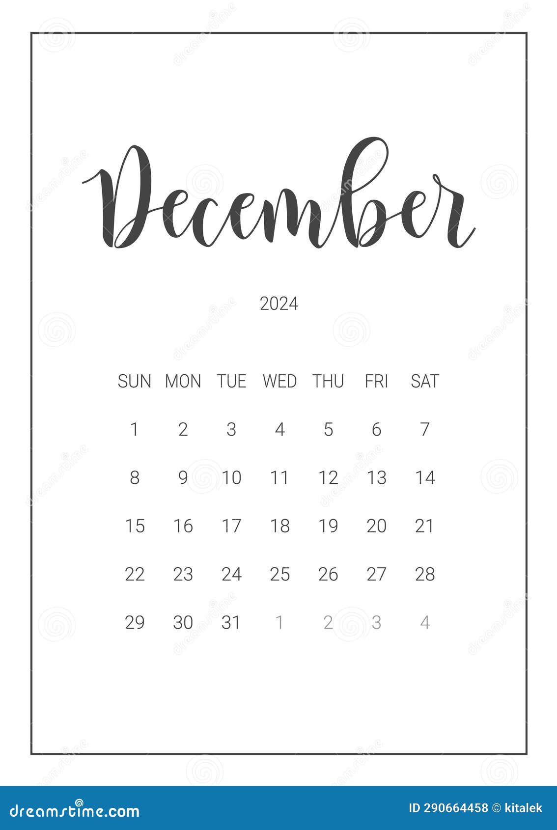 Vector Calendar Planner for December 2024. Handwritten Lettering Stock ...