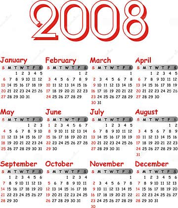 Vector calender 2008. stock vector. Illustration of card - 3497861