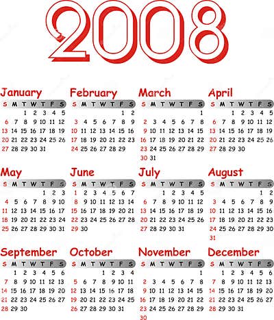 Vector calender 2008. stock vector. Illustration of card - 3497861