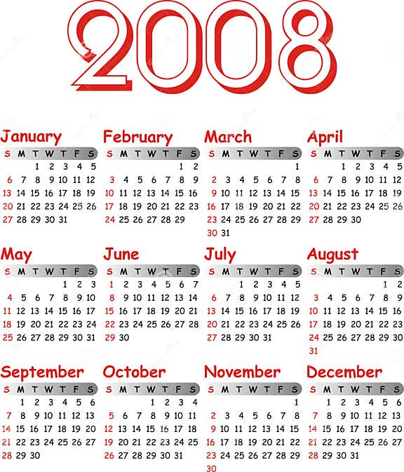 Vector calender 2008. stock vector. Illustration of card - 3497861
