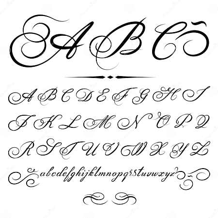 Vector Calligraphic Alphabet Stock Vector - Illustration of round ...