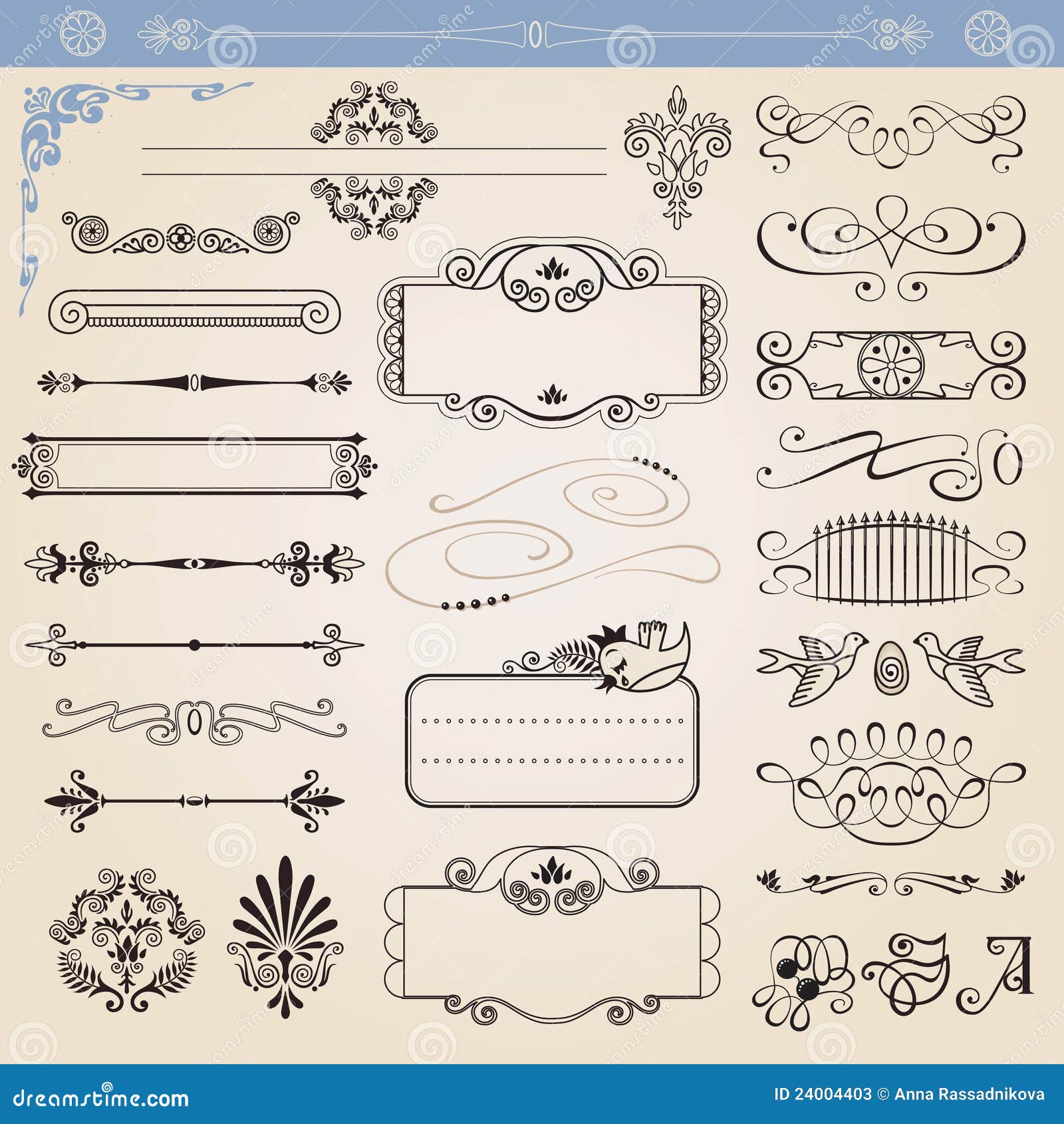 Vector Calligraphic Element Border Corner Frame And Invitation ...