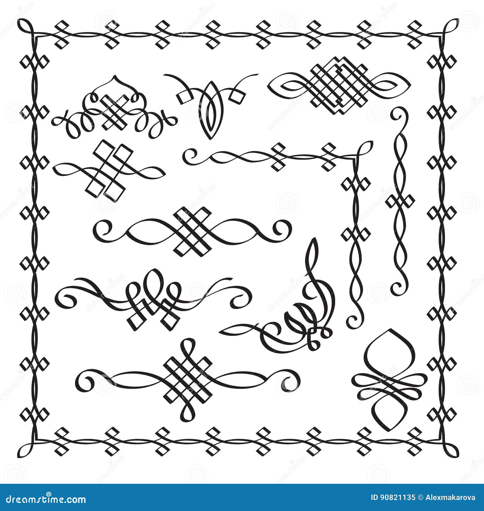 Vector Calligraphic Design Elements. Hand Drawn Modern Calligra Stock ...