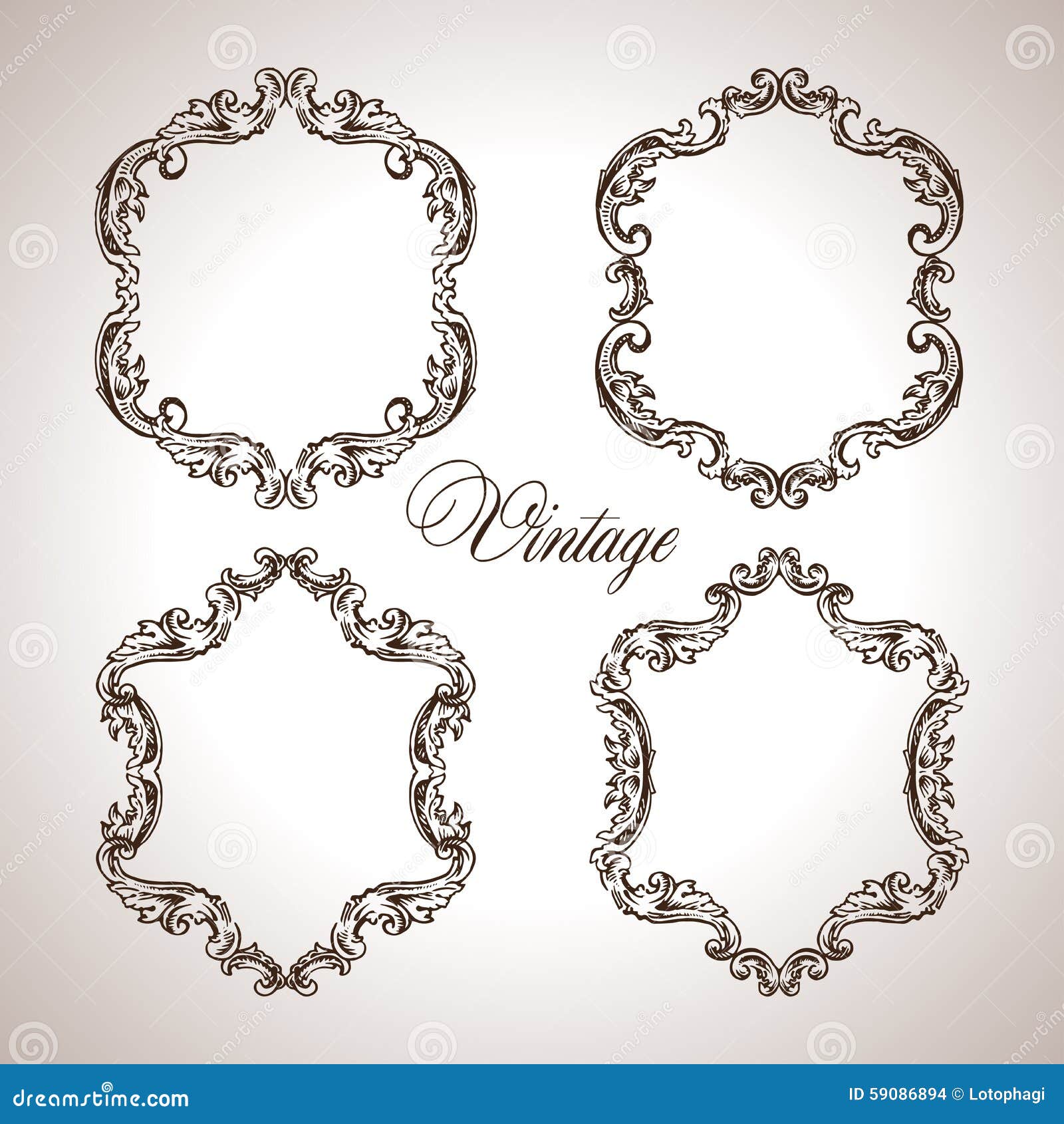 Vector Calligraphic Engraving Frames Set Stock Vector - Illustration of ...