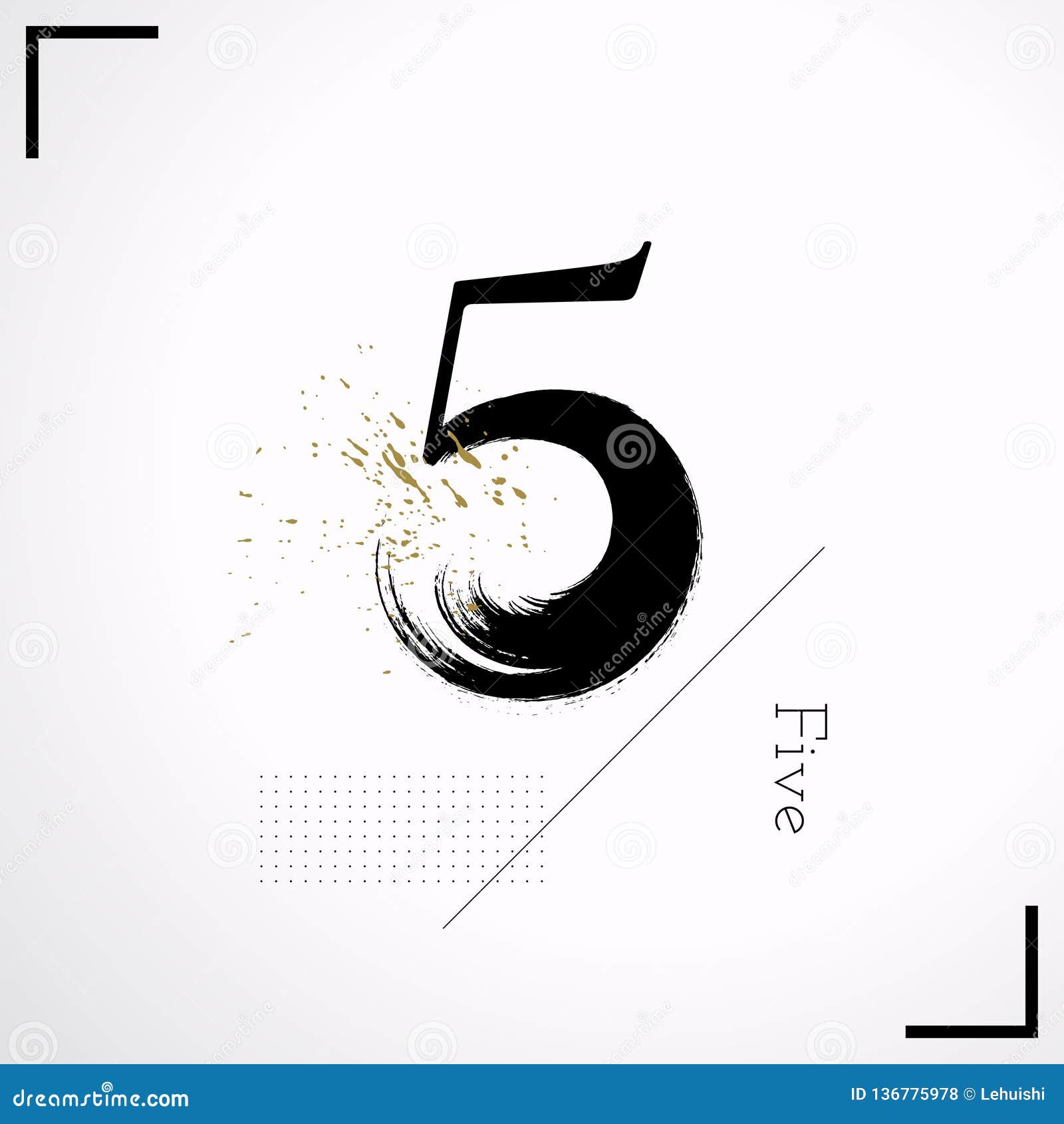 Vector of Calligraphic Ink Number Five 5 Stock Vector - Illustration of ...