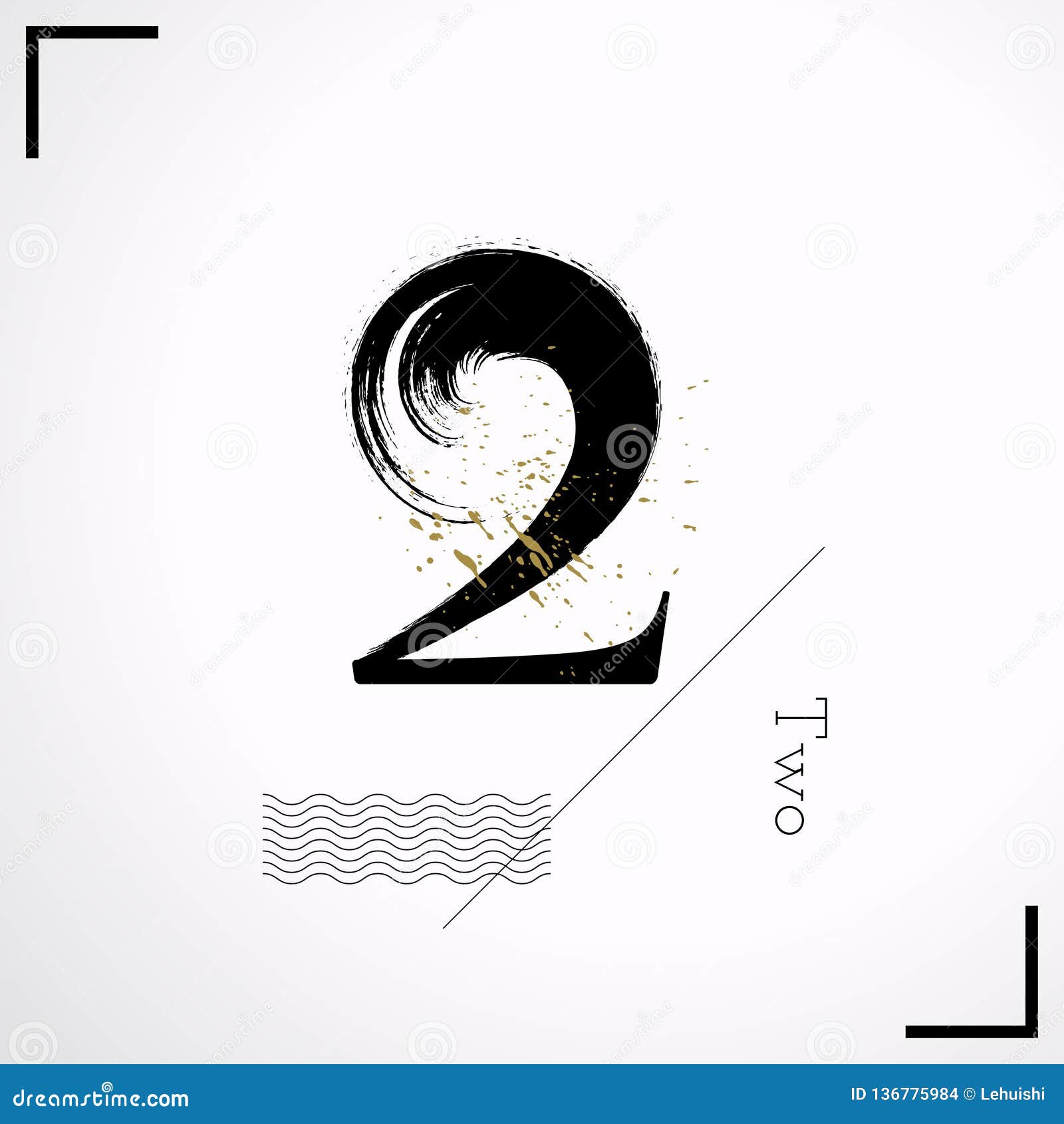 Vector of Calligraphic Ink Number Two 2 Stock Vector - Illustration of ...