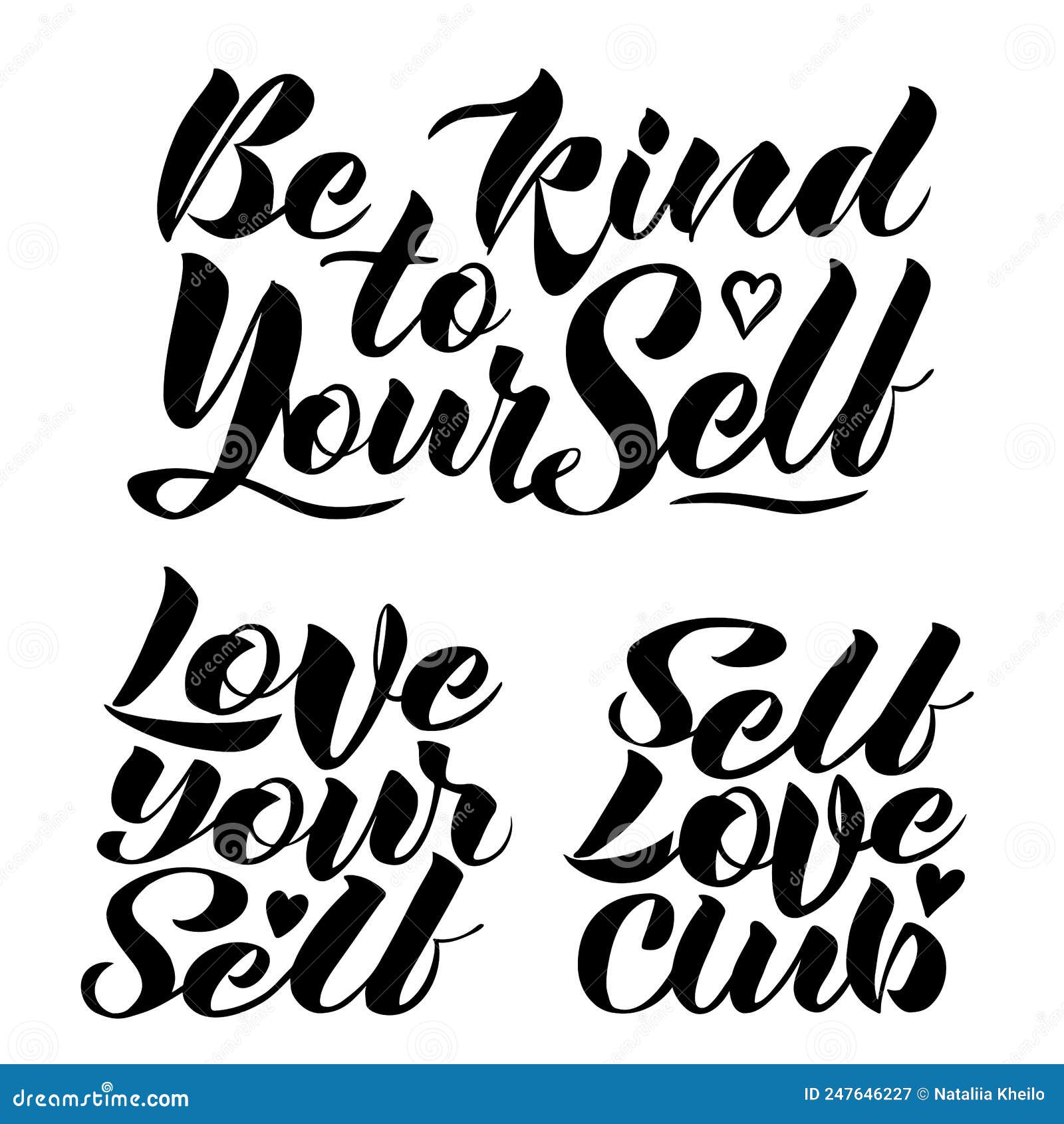 Vector Calligraphic Set of Three Inscriptions on the Theme of Self-love ...