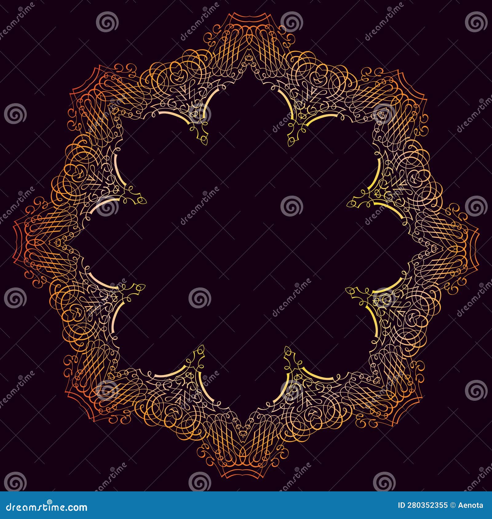 Vector Calligraphical Round Frame Stock Vector - Illustration of ...