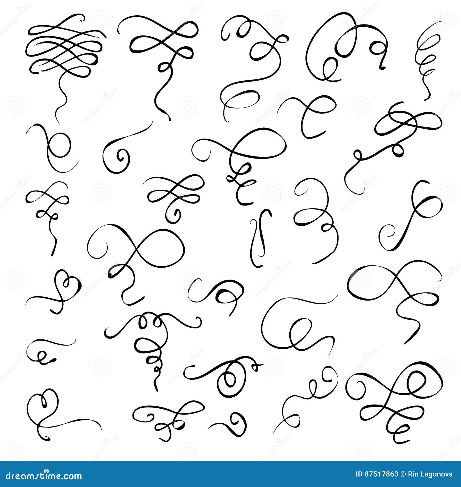 VECTOR Calligraphy Blue Switrs Set on White Stock Vector - Illustration ...